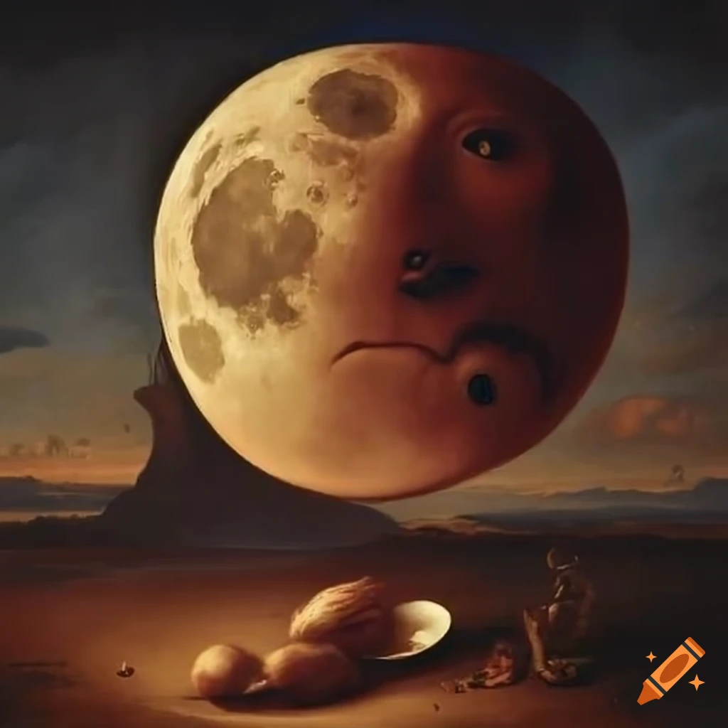 Surreal artwork of eating a giant full moon on Craiyon