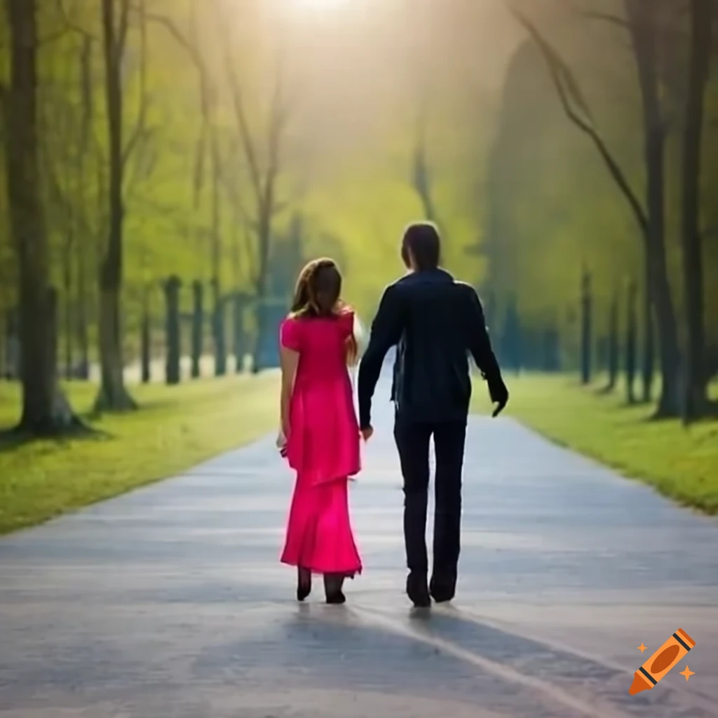 Couple walking together romantically on Craiyon