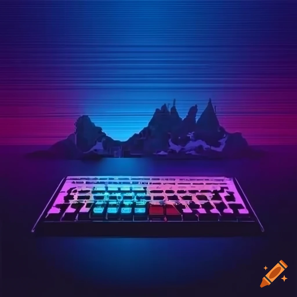 Landscape with 80s tech design on Craiyon