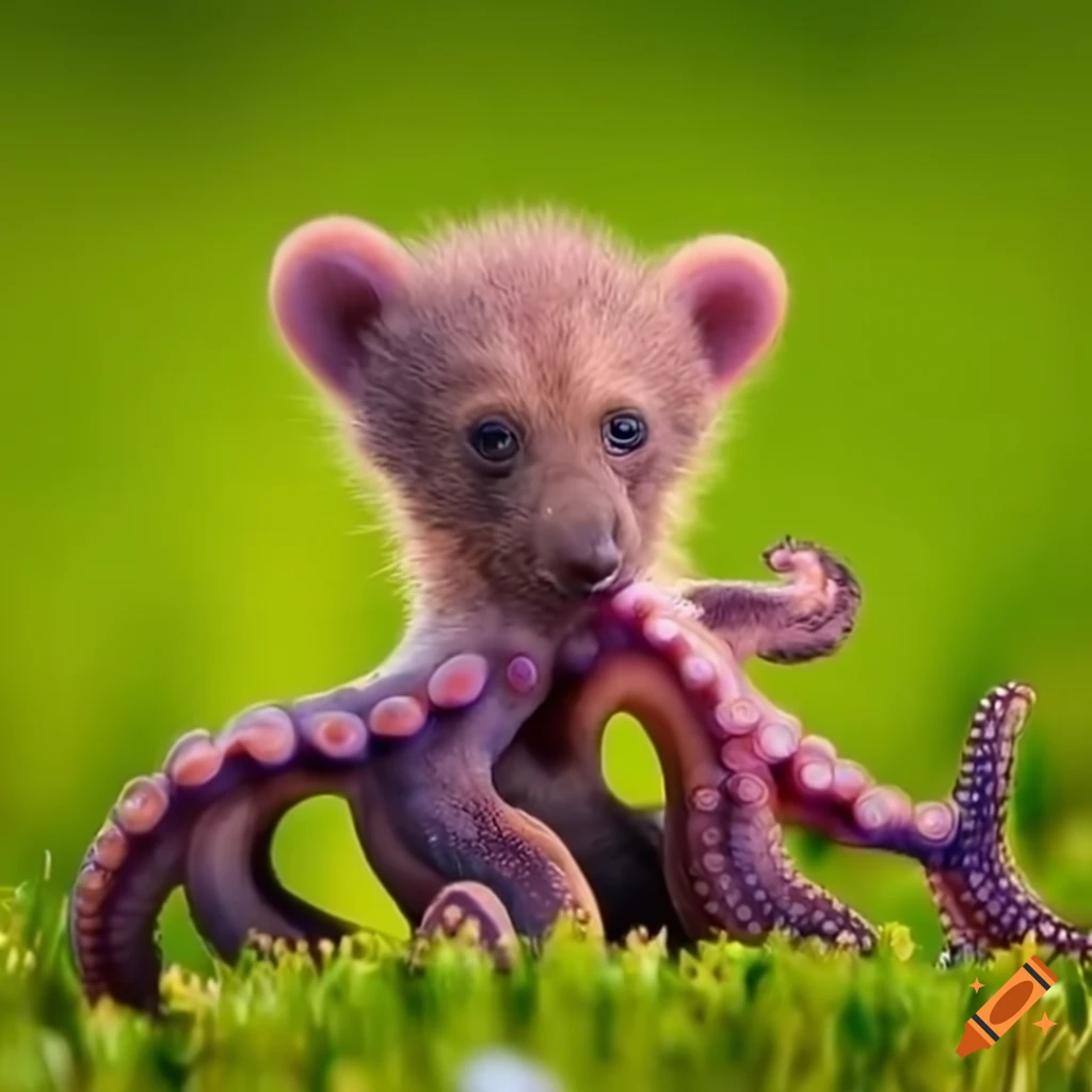 Various animals battling a giant octopus underwater on Craiyon