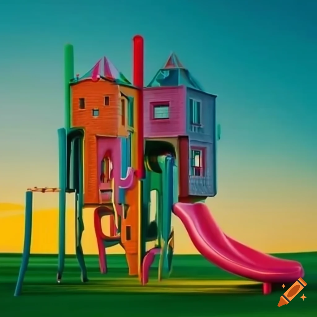 Surrealist colorful playground on Craiyon