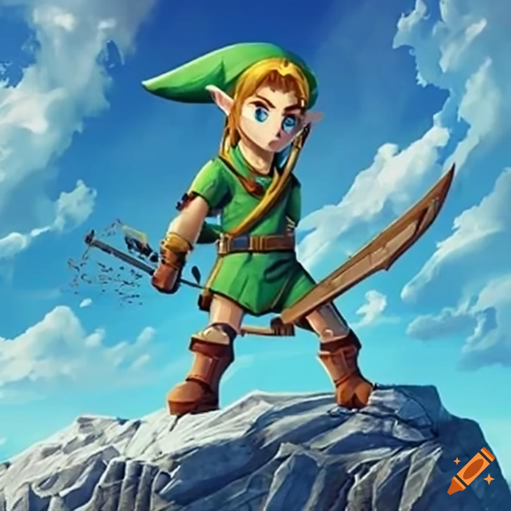 Link falling from the sky on Craiyon