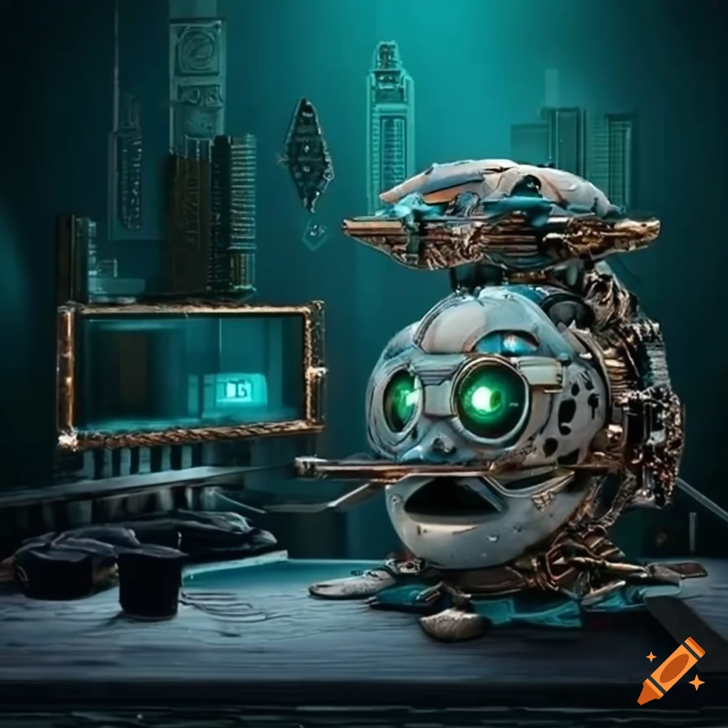 Futuristic machine with gold and silver gears of various sizes on Craiyon