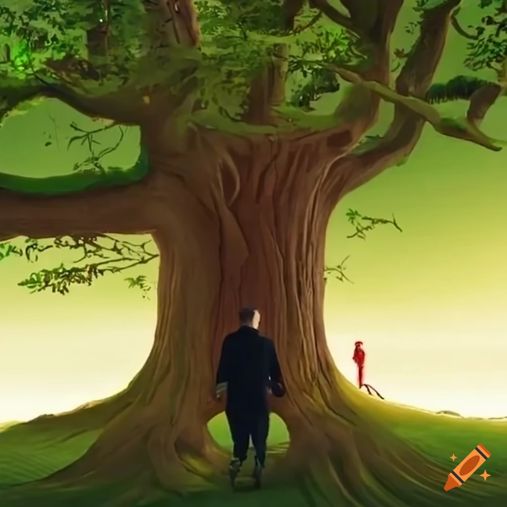 Man seated under a large tree on Craiyon