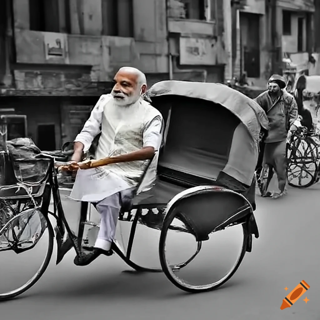 Narendra modi sitting on a truck on Craiyon