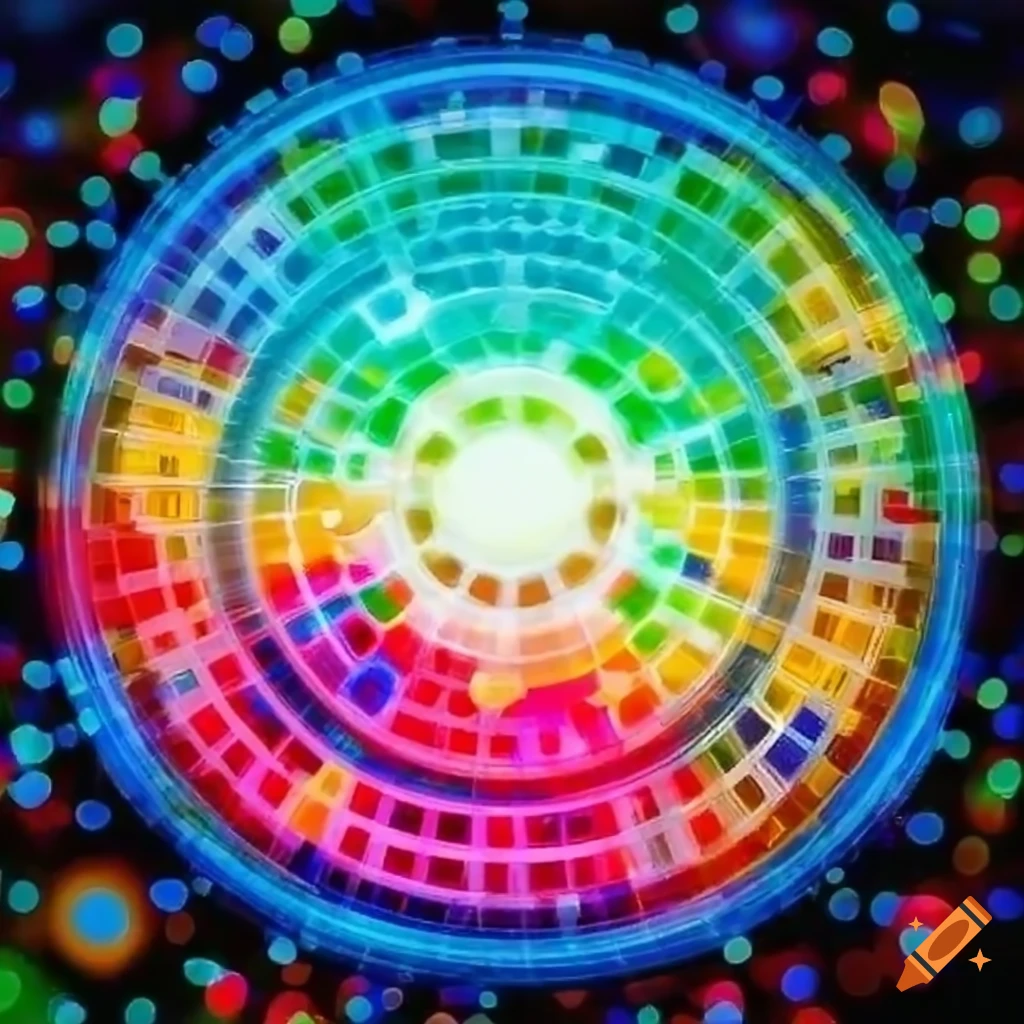 Vibrant uwu icon surrounded by colorful pattern