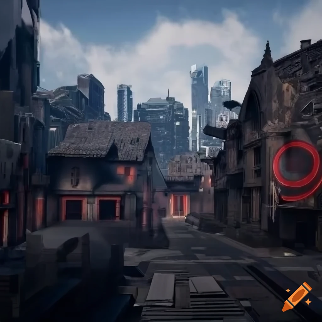 Unreal engine 5 aerial view of sci-fi german landscape with fields and ...