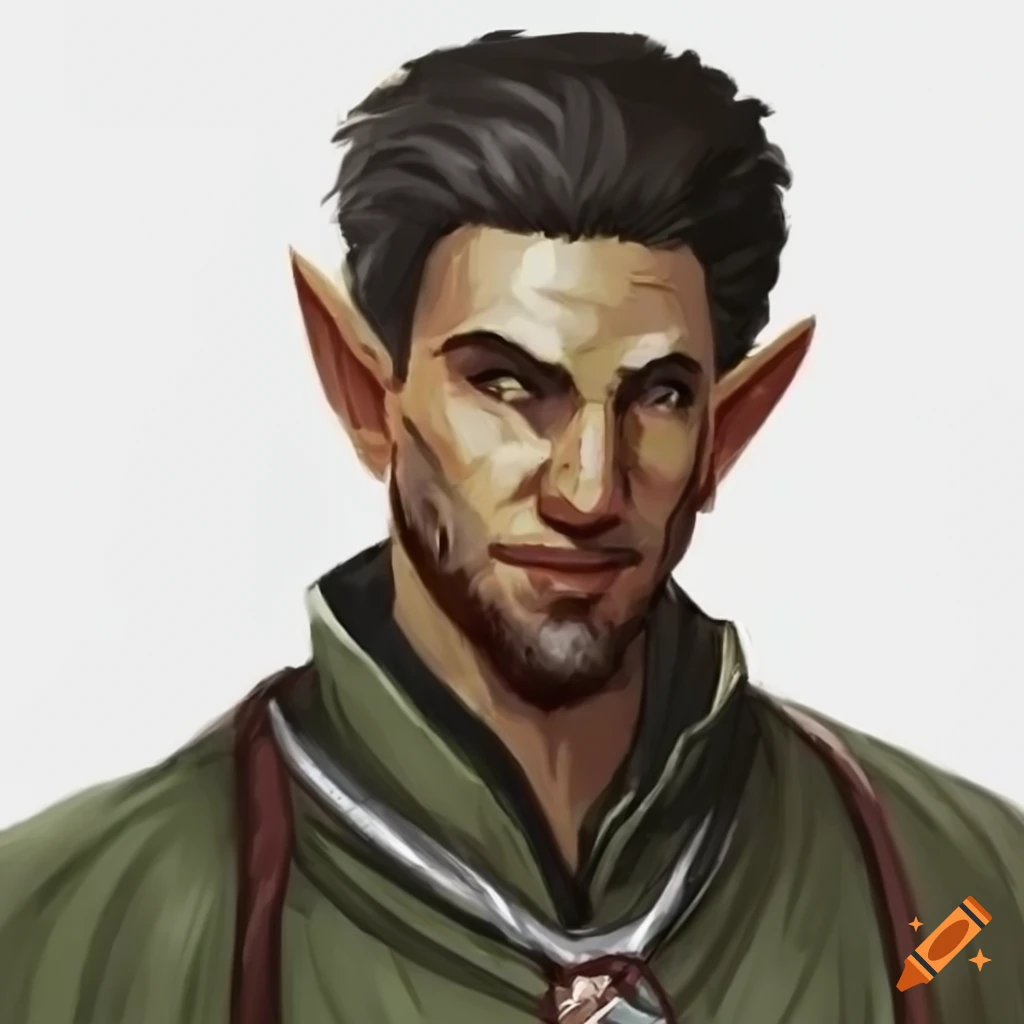Male elf monk in fantasy doctor attire