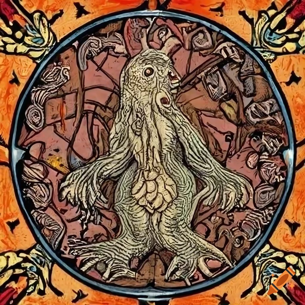 Illustration of curious creatures from a Medieval Bestiary on Craiyon