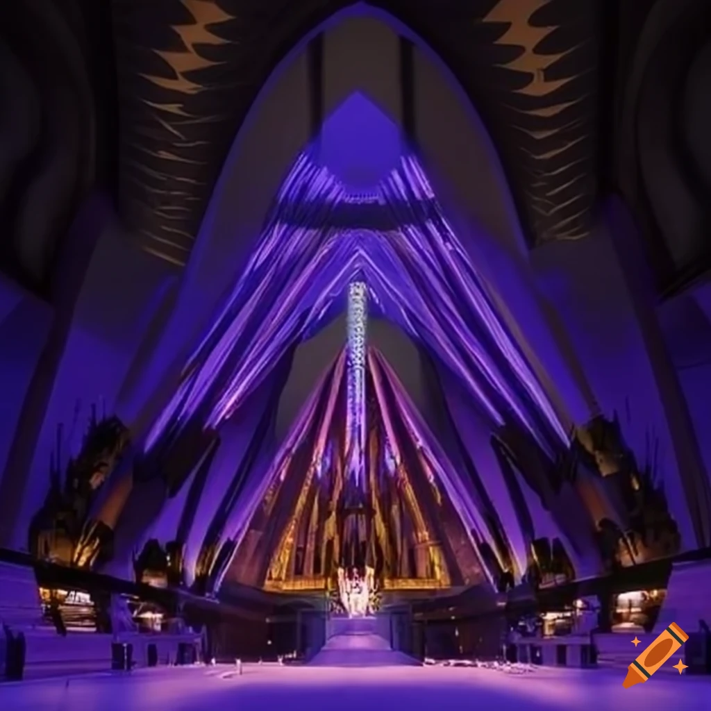 Detailed futuristic church at night on Craiyon