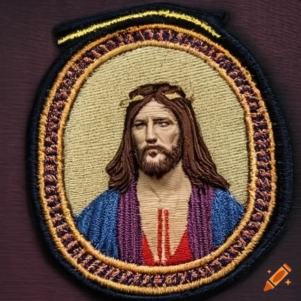 Embroidered patches of jesus christ on Craiyon