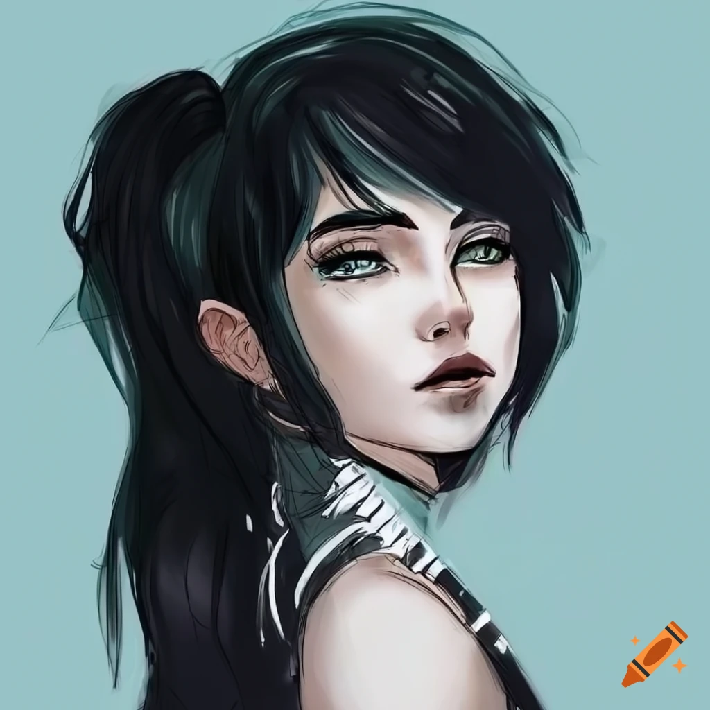 Comic style illustration of a young woman named alma