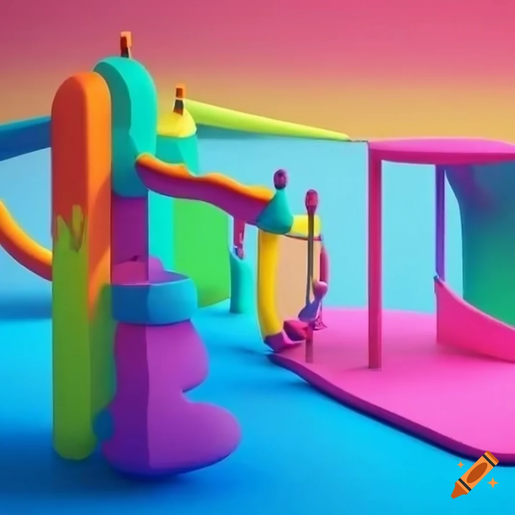 Surrealist colorful playground on Craiyon