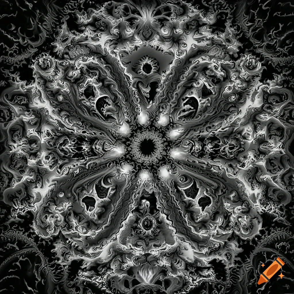 Fractal art of lightning and yin yang symbol on Craiyon