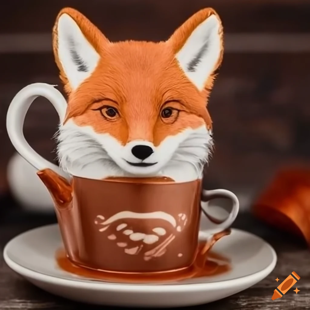 Autumn fox face coffee cup merchandise on Craiyon