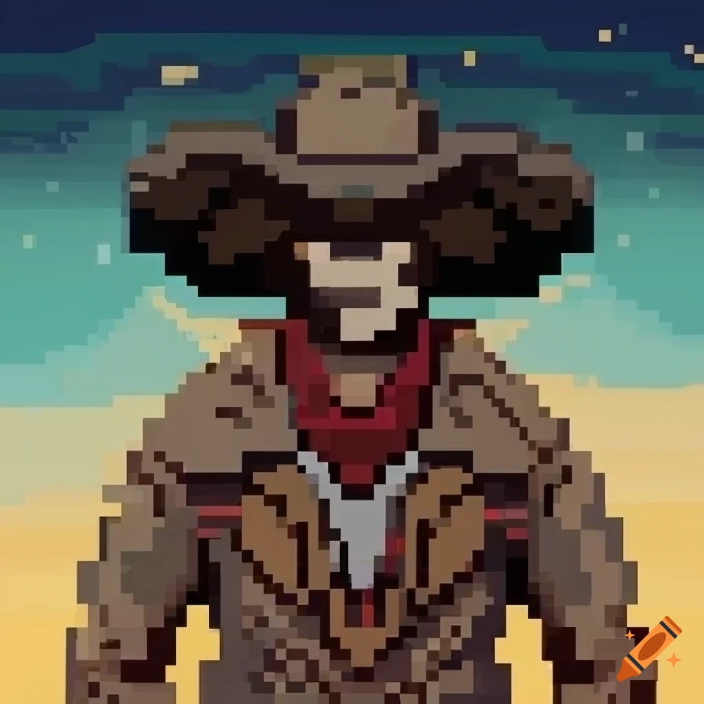 Pixel art of a space cowboy on Craiyon