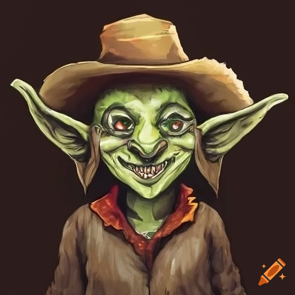 Quirky illustration of a goblin cowboy on Craiyon