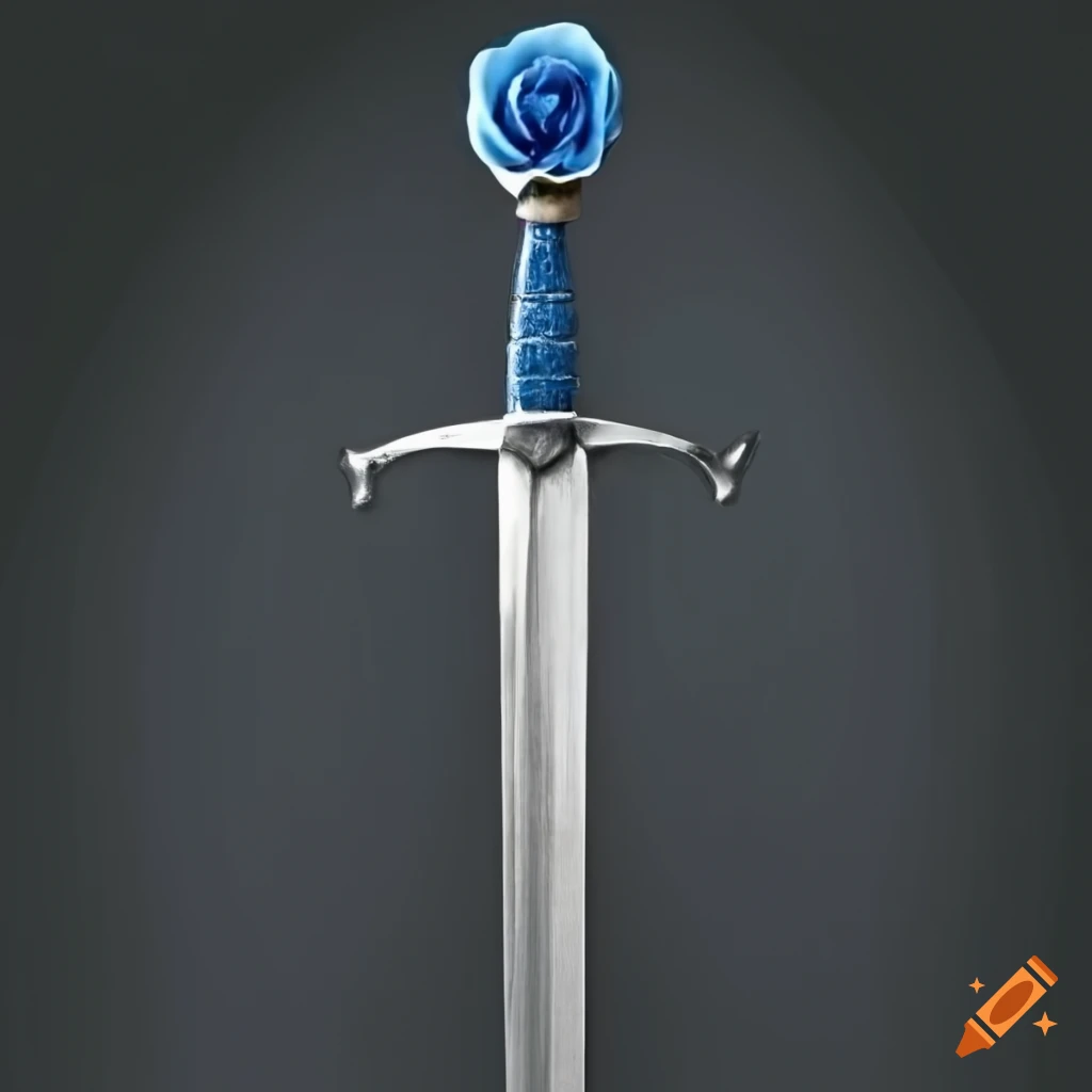 Medieval sword with a blue rose