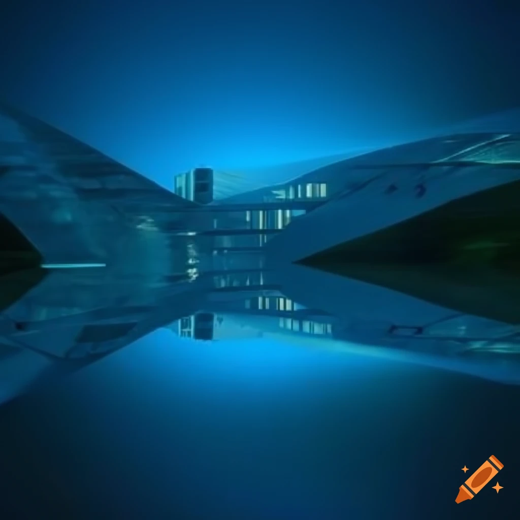 Orthographic 3d rendering of a modern wedge-shaped building