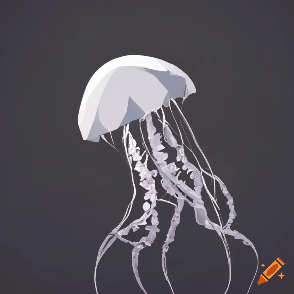 Elegant low poly jellyfish logo on Craiyon