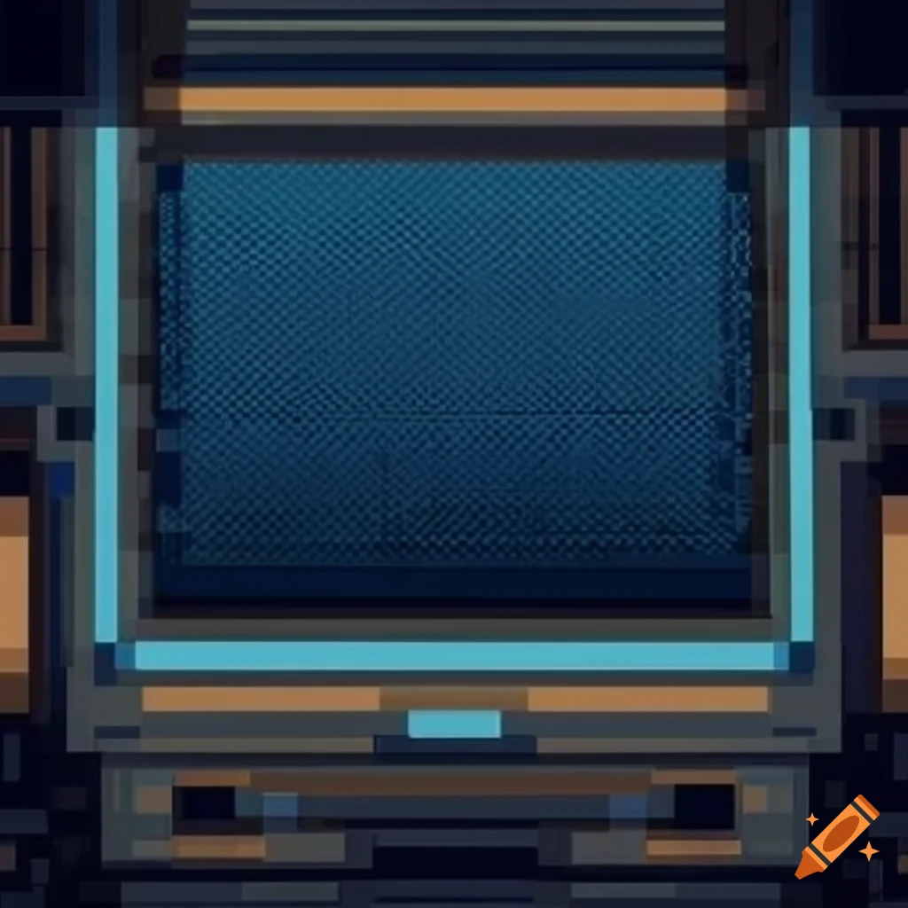 Sci-fi pixel art of industrial-style LCD screen with flickering lights ...