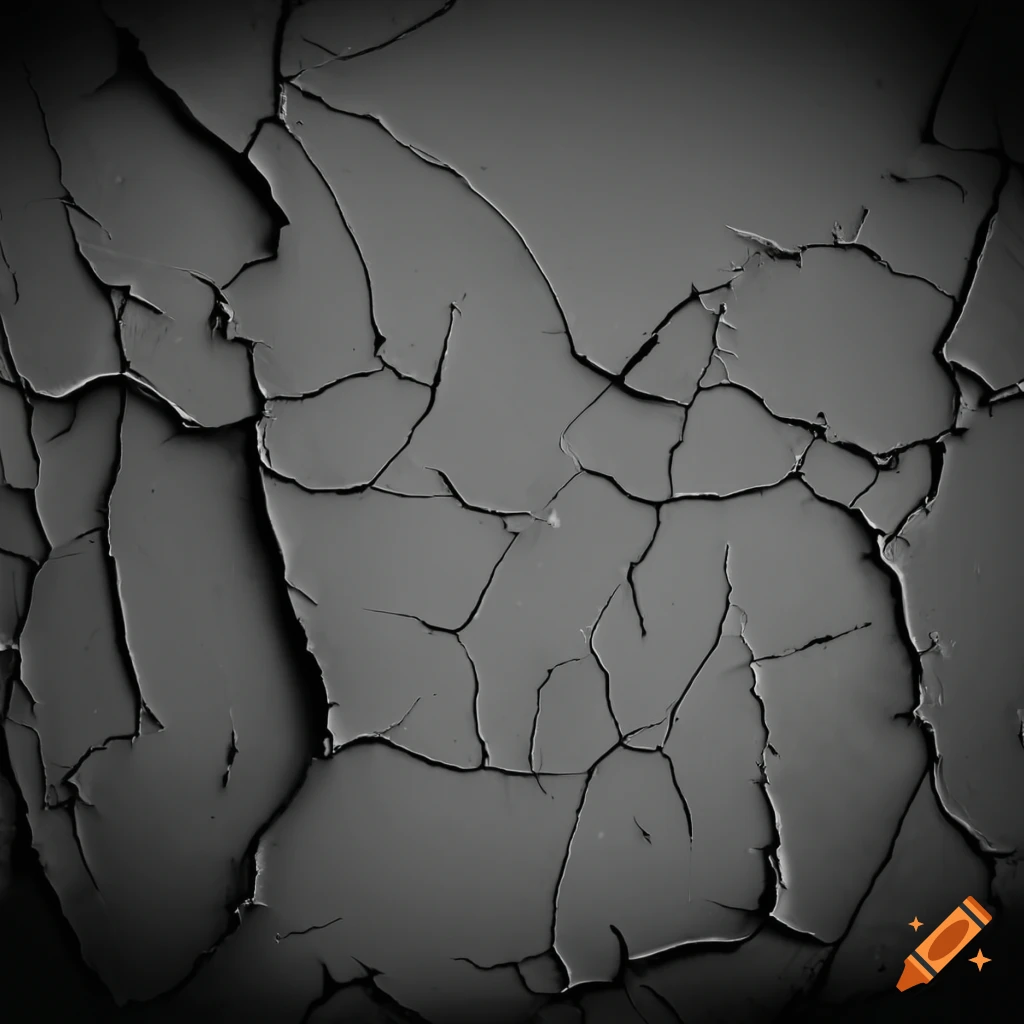 Close-up of cracked paint with monochrome tones on Craiyon