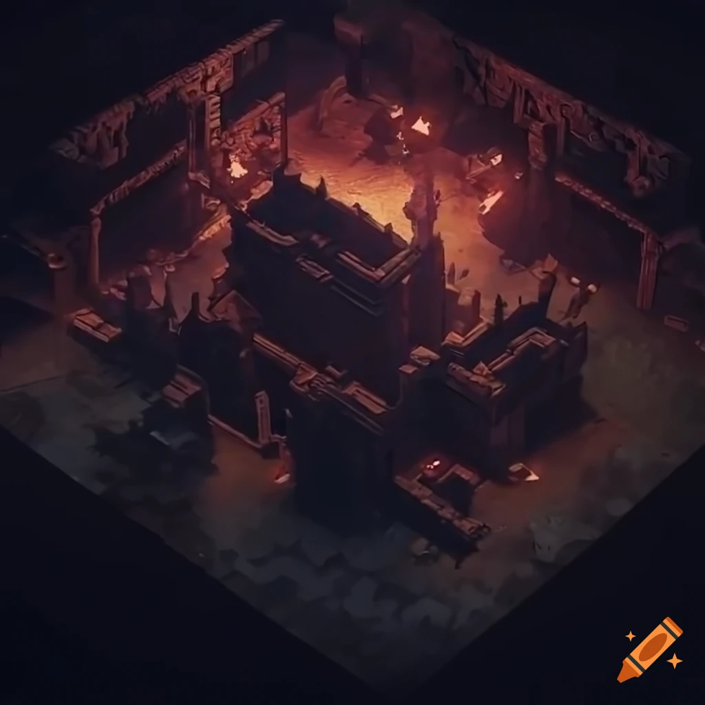 Intricate modular isometric concept art of game terrain on Craiyon