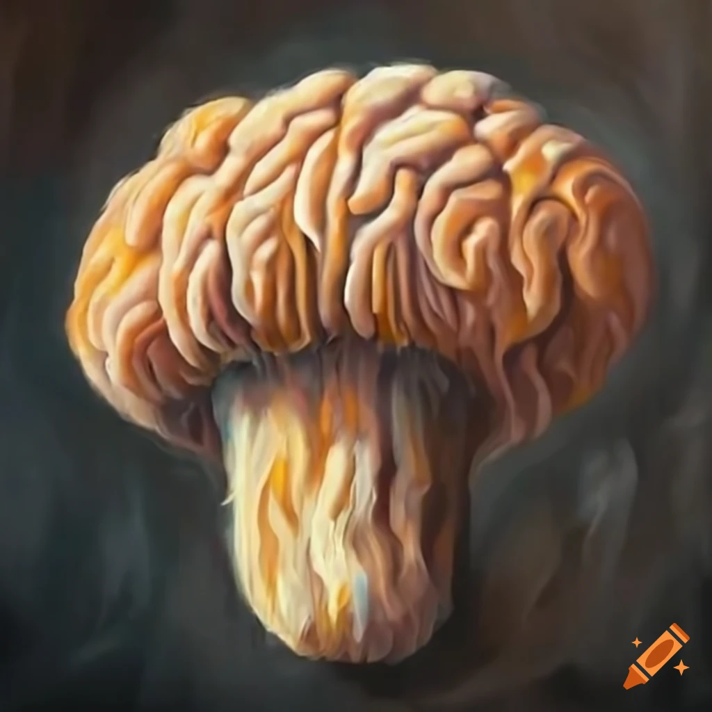 Lion's mane mushroom resembling a brain on Craiyon
