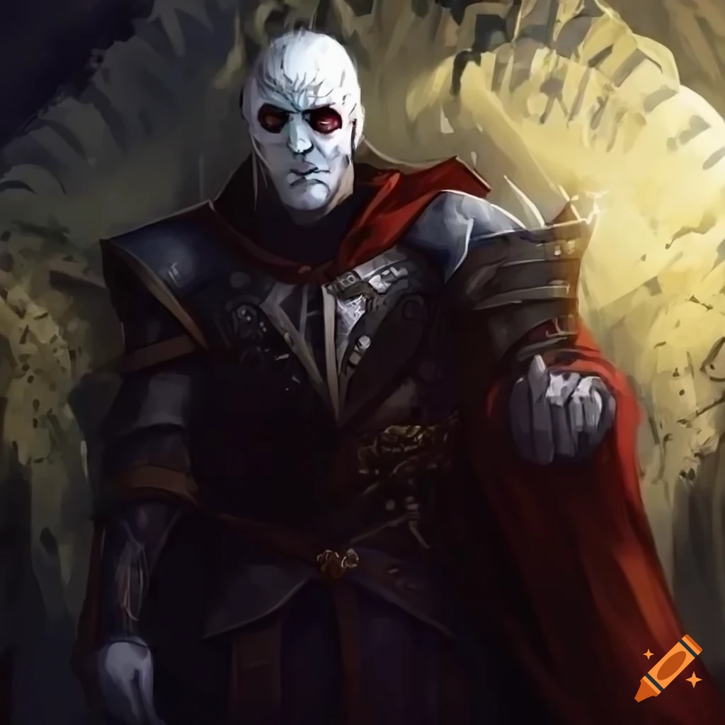 Dark fantasy illustration of a masked king