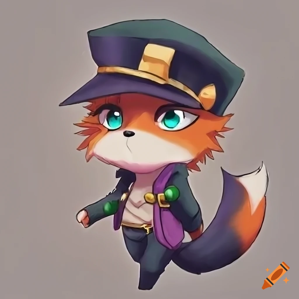 Chibi fox wearing josuke higashigata costume on Craiyon