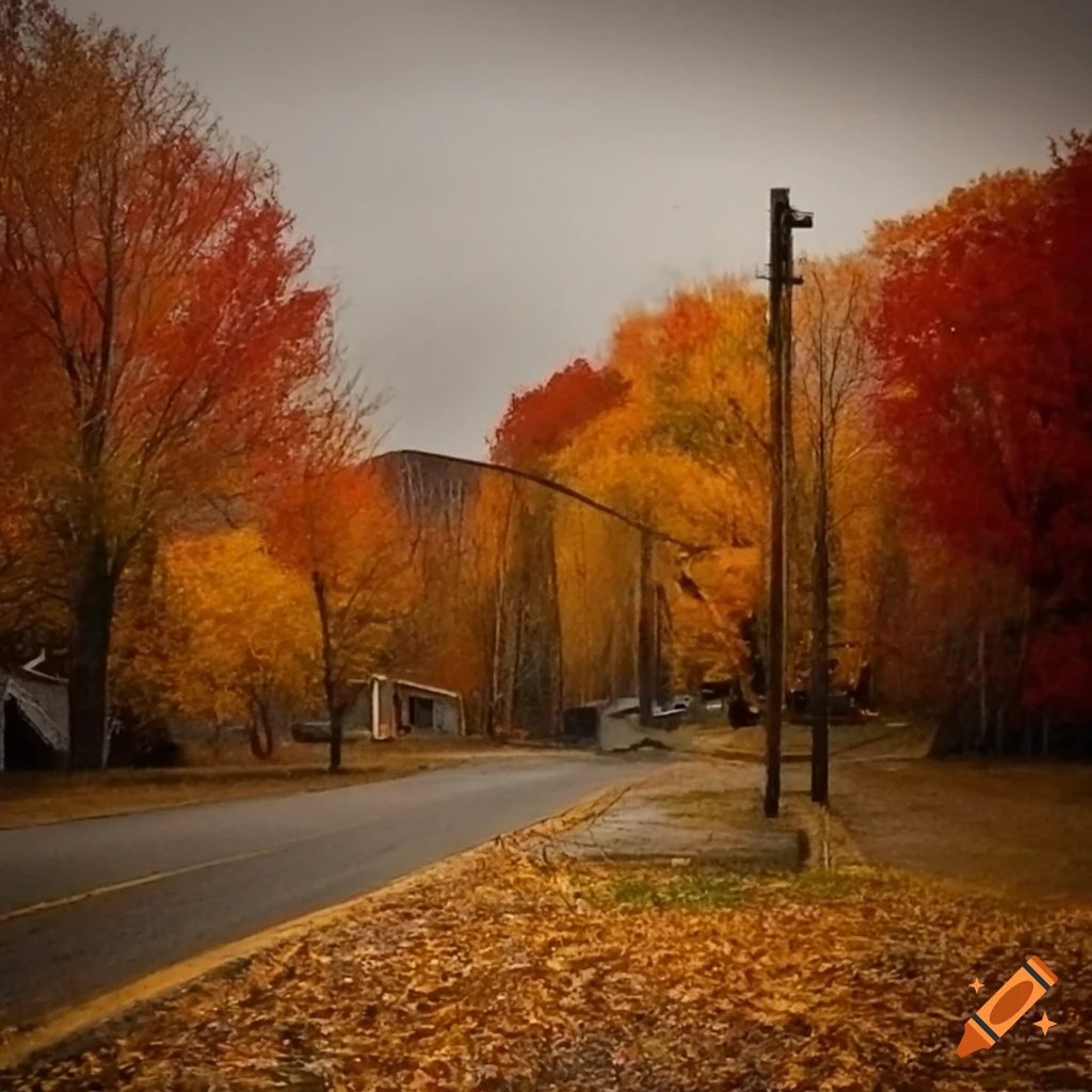 Fall scenery of an american village