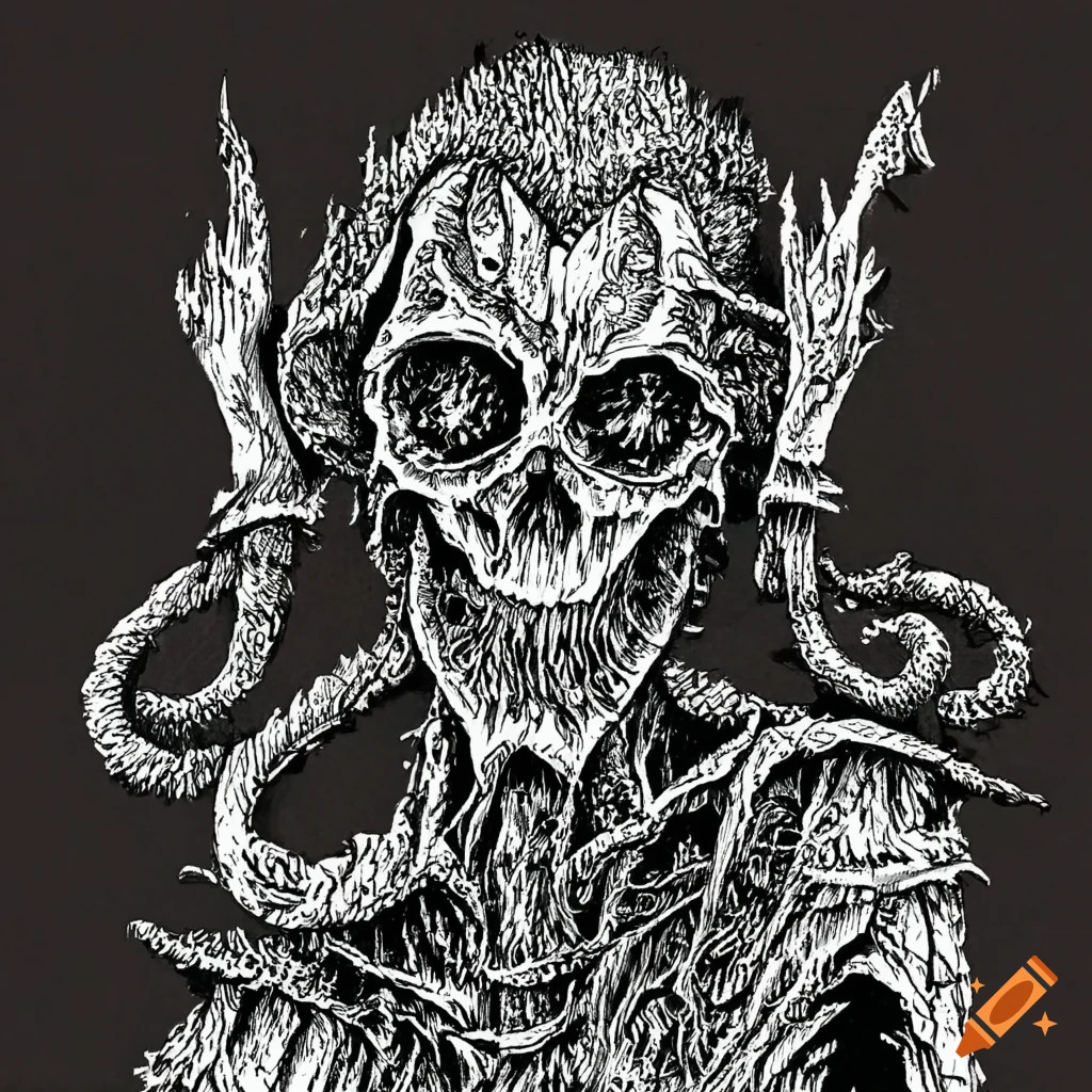 Ink style illustration of a lich