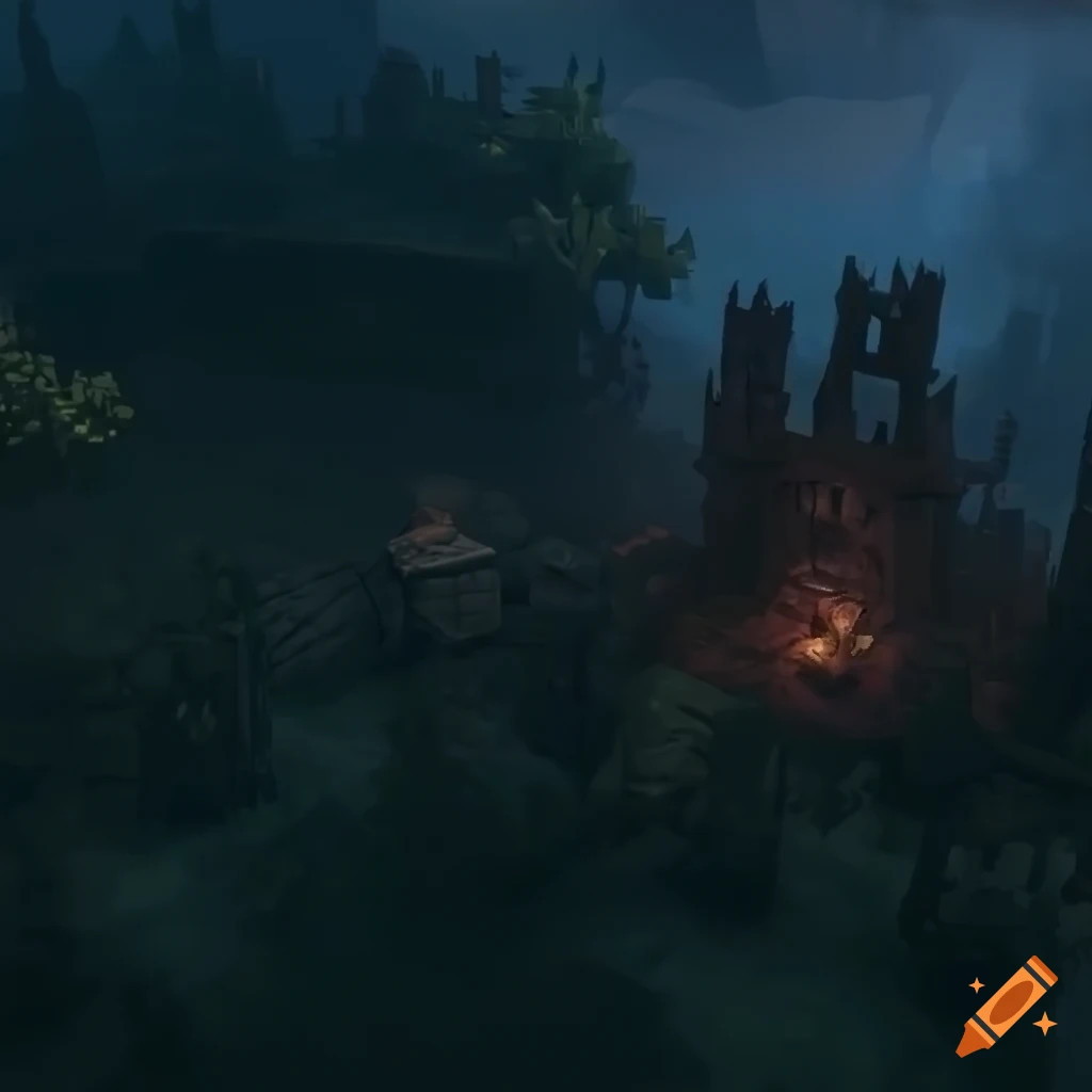 Intricate isometric terrain concept art inspired by various games on ...