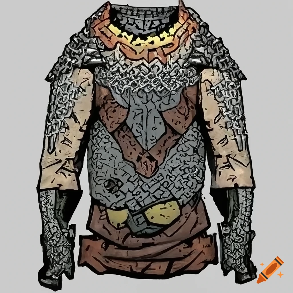 Ornate chainmail body plate from the style of darkest dungeon on Craiyon