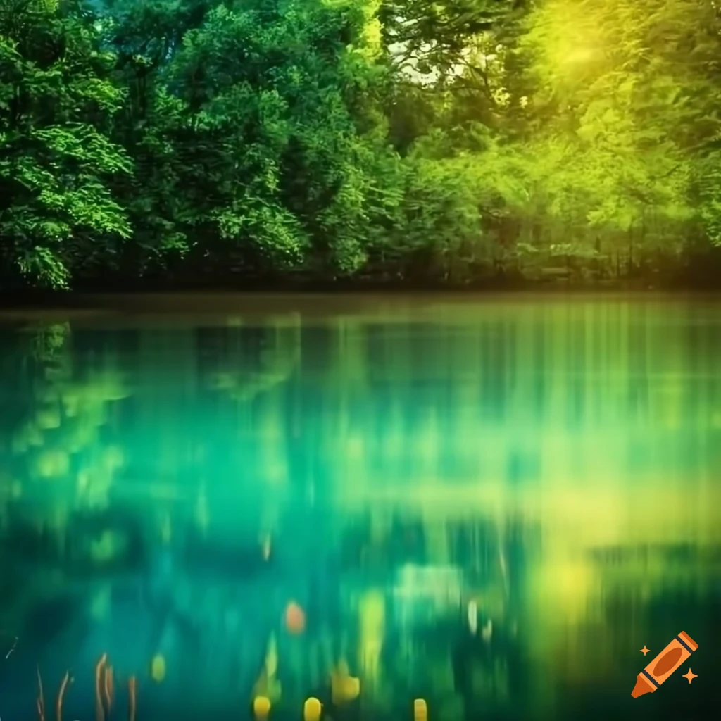 Tranquil pond surrounded by trees