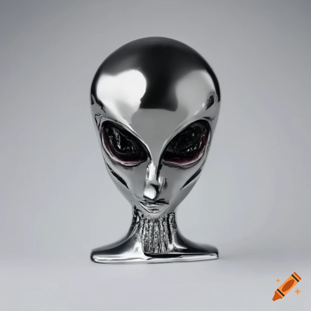 Side chrome cute alien head ornament on Craiyon