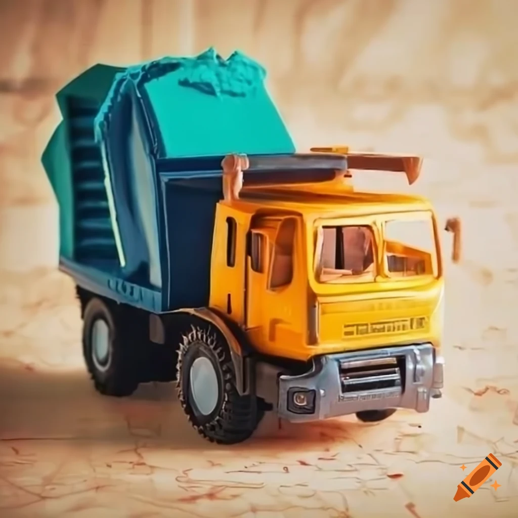 Detailed toy model of a garbage truck on a street map