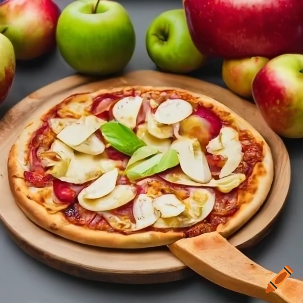 Delicious pizza topped with apple slices on Craiyon