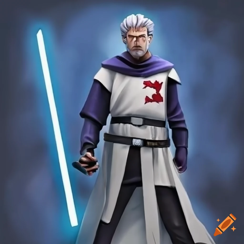 Illustration of obi wan kenobi and satoru gojo as a blue and white ...