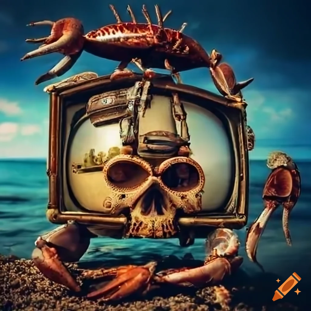 Surreal steampunk machines on the beach on Craiyon