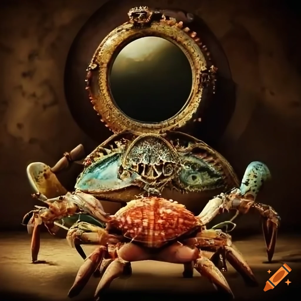 Surreal steampunk crab machines on the beach on Craiyon