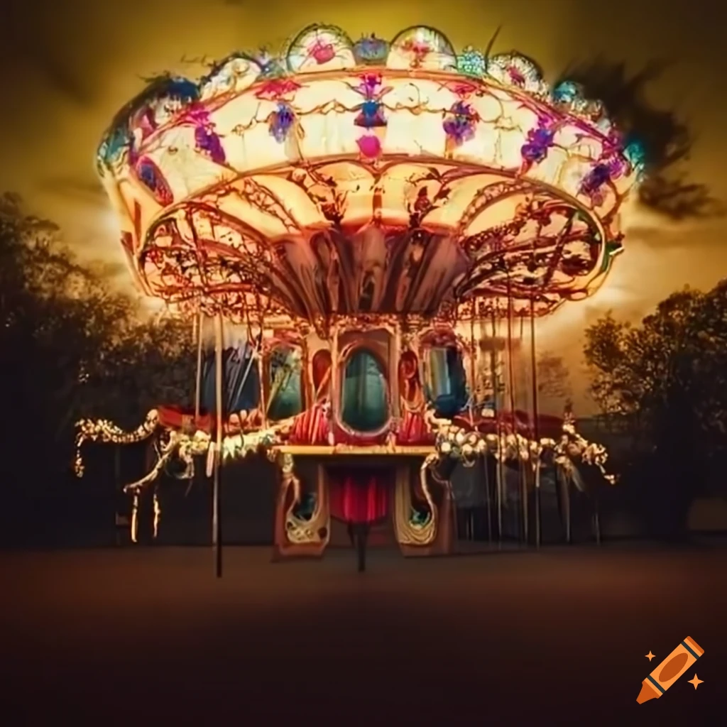 Golden merry go round spinning on Craiyon