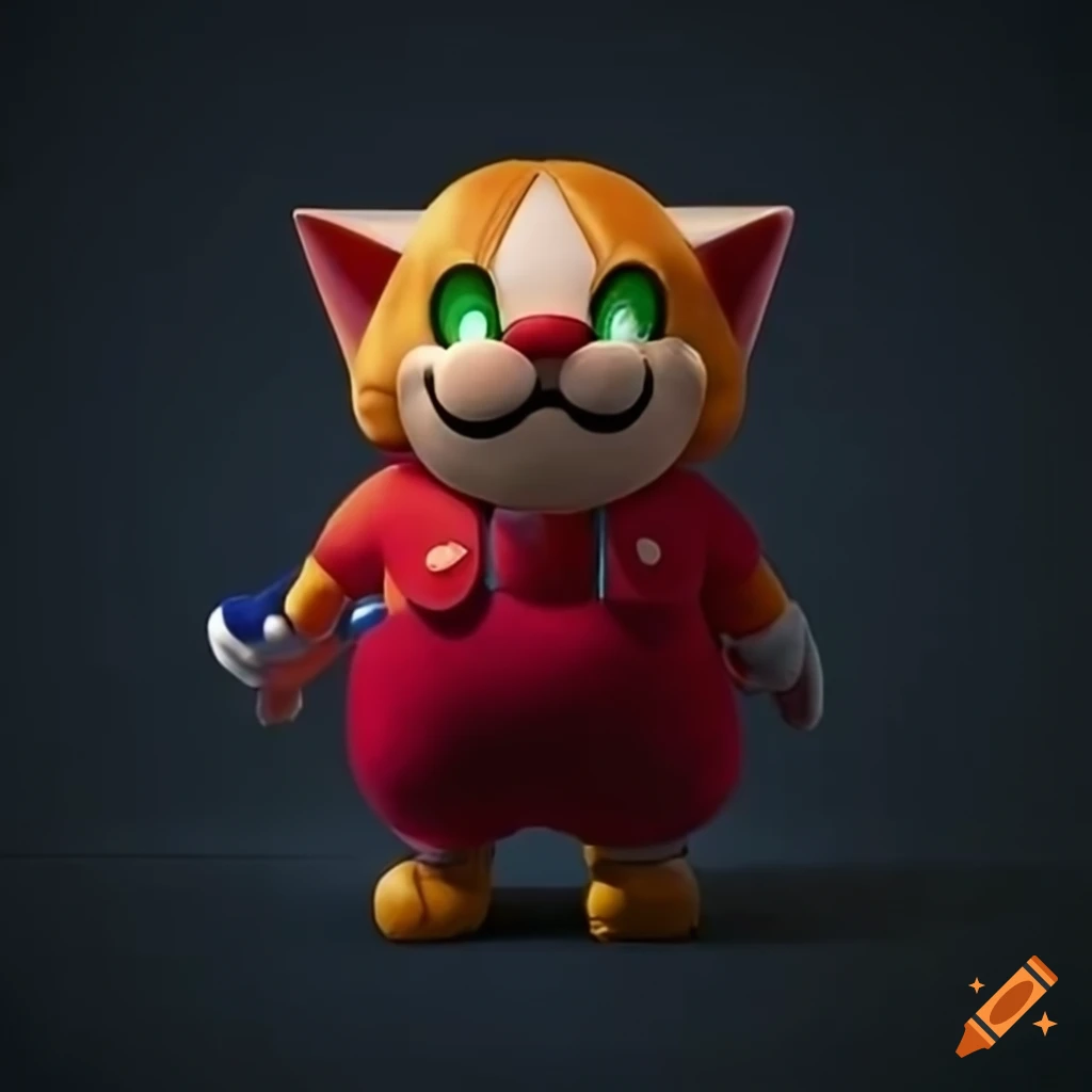 Image of a cat dressed as mario on Craiyon