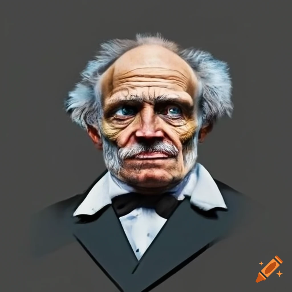 Portrait of Schopenhauer looking into the distance on Craiyon