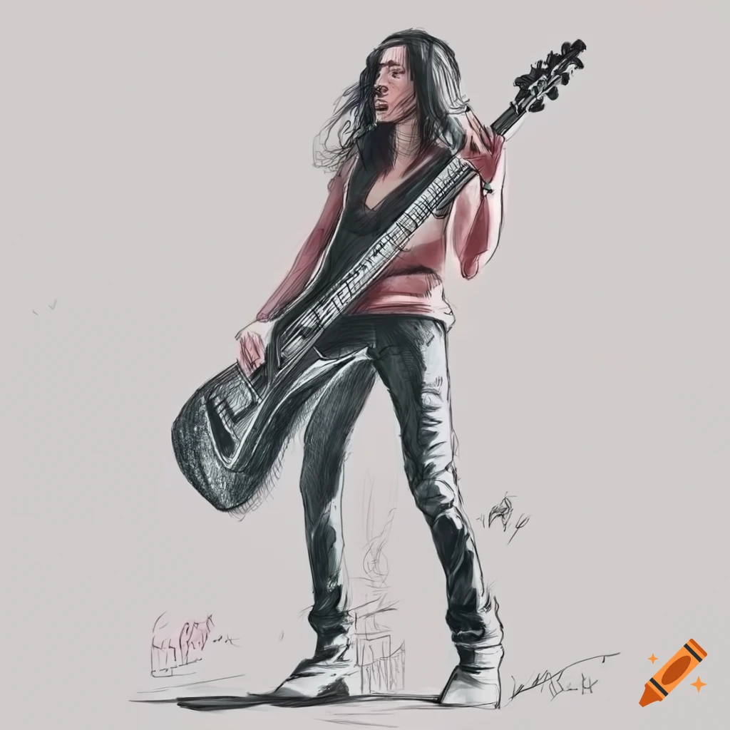 Sketch of a rock band singer on Craiyon