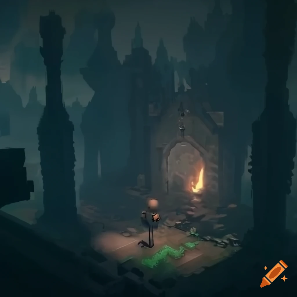 Modular isometric concept art of various video game worlds on Craiyon