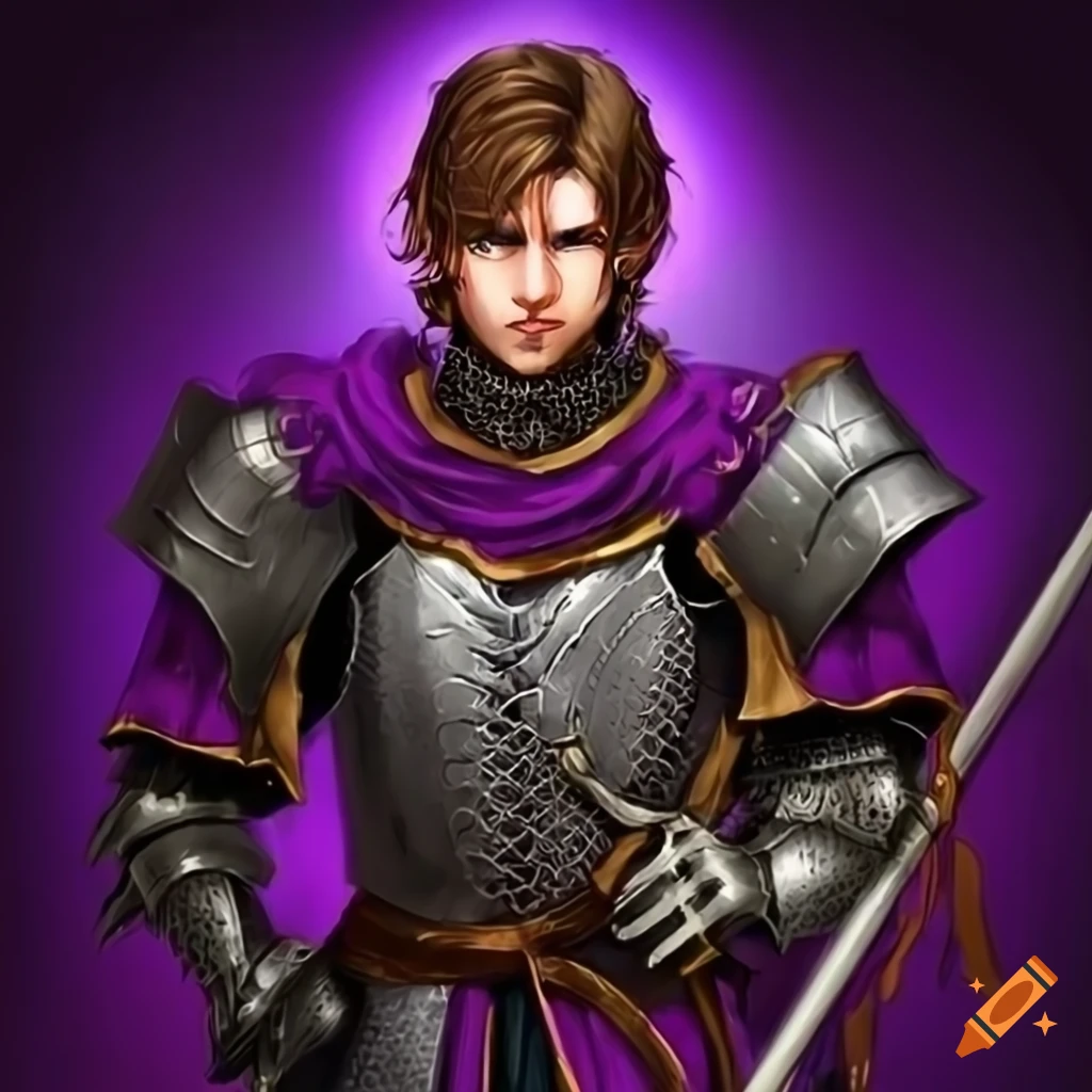 Male knight in purple lighting