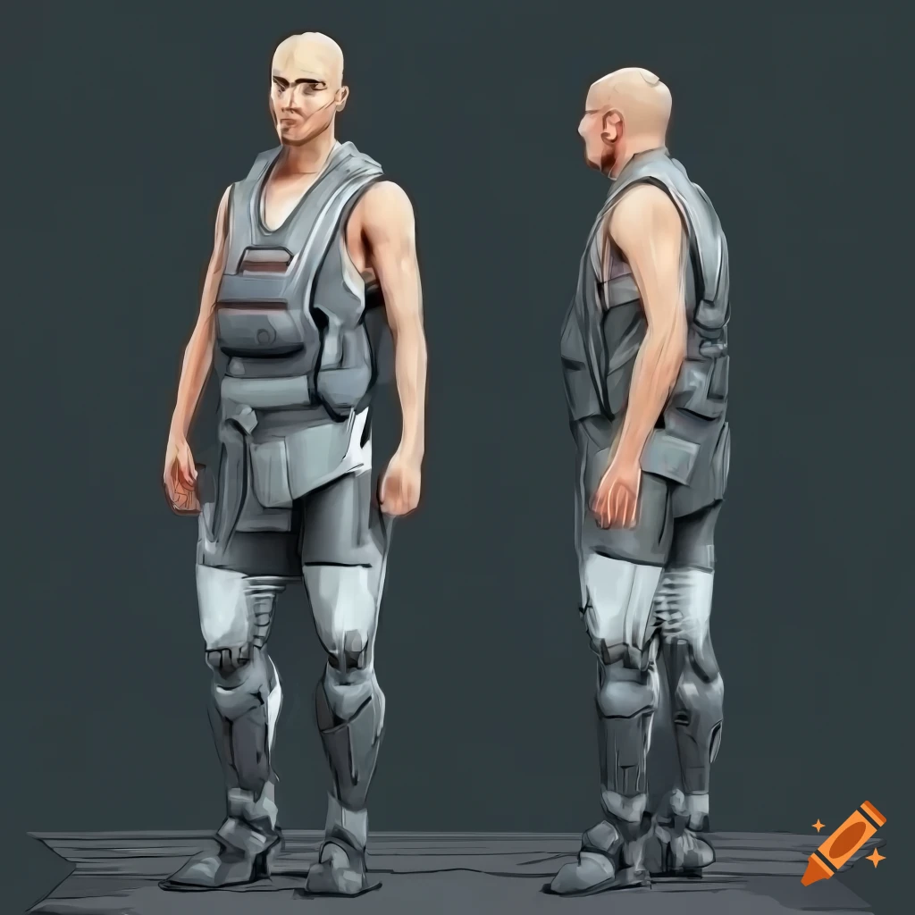 Futuristic male engineer game character
