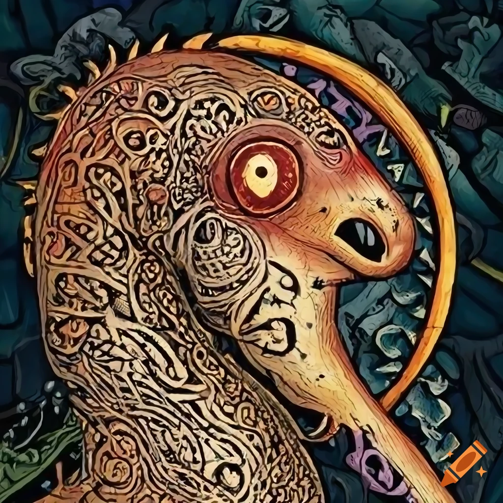 Illustration of curious creatures from a medieval bestiary on Craiyon