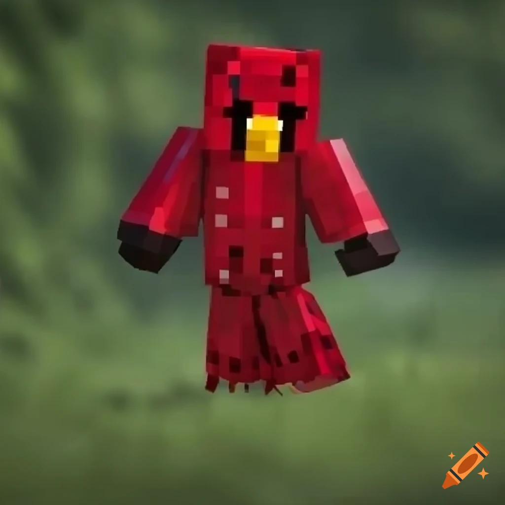 Minecraft player with a cardinal-themed skin on Craiyon